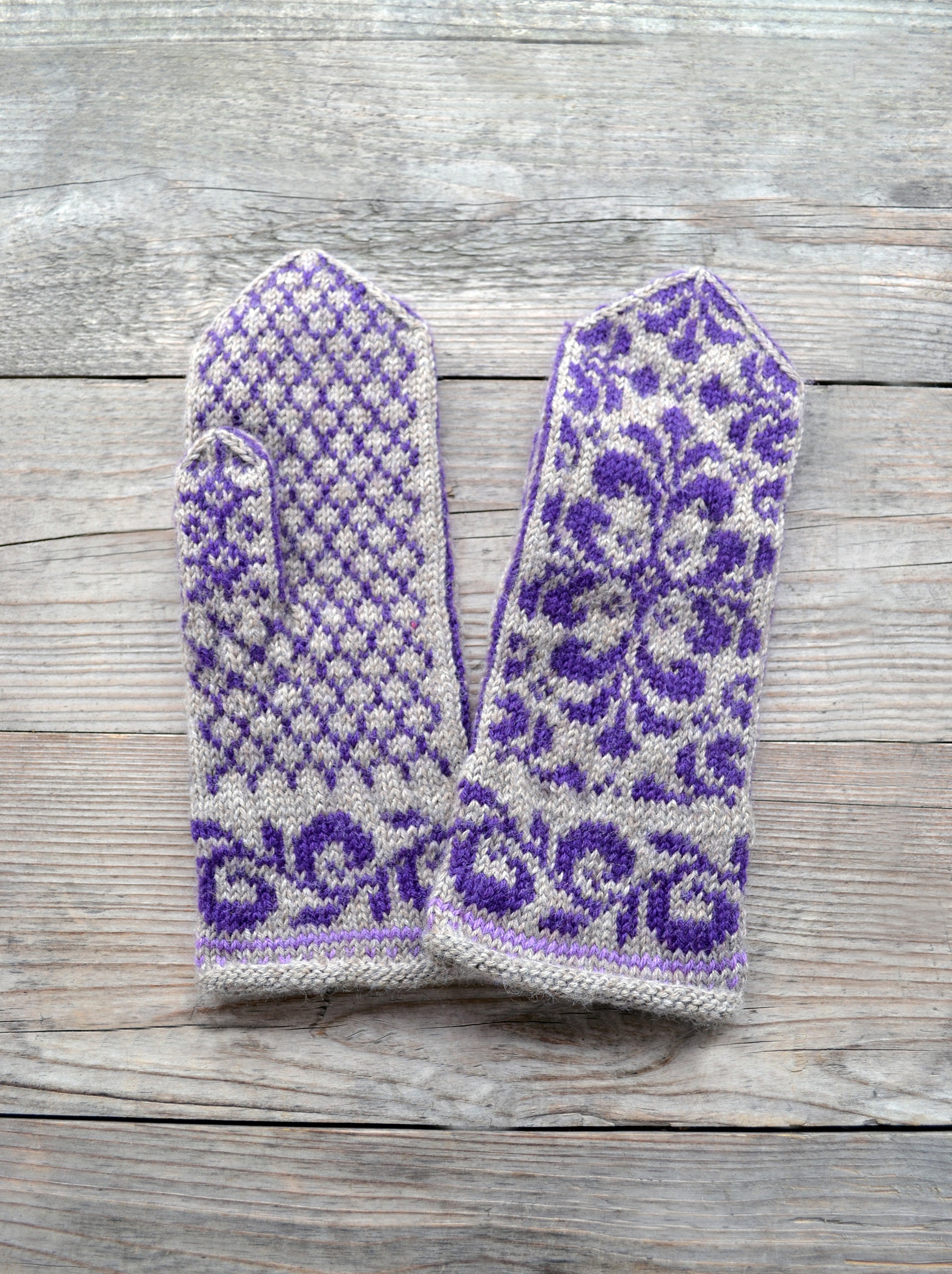 Purple Hand Knit Wool Mittens, Women Mittens, Winter Gloves, Christmas ...