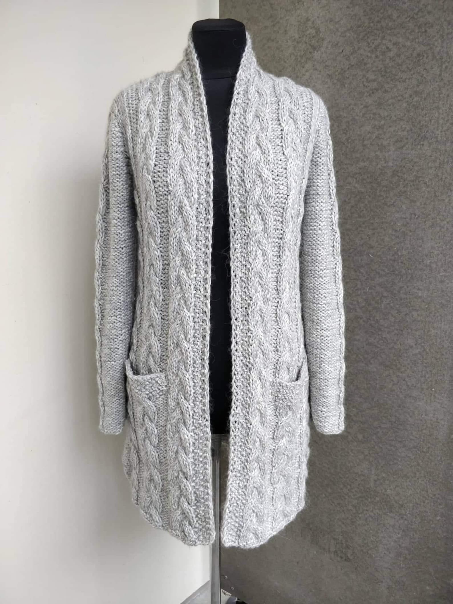 Open Front Cardigan. Gray Cardigan With Pockets. Aran Wrap Cardigan ...