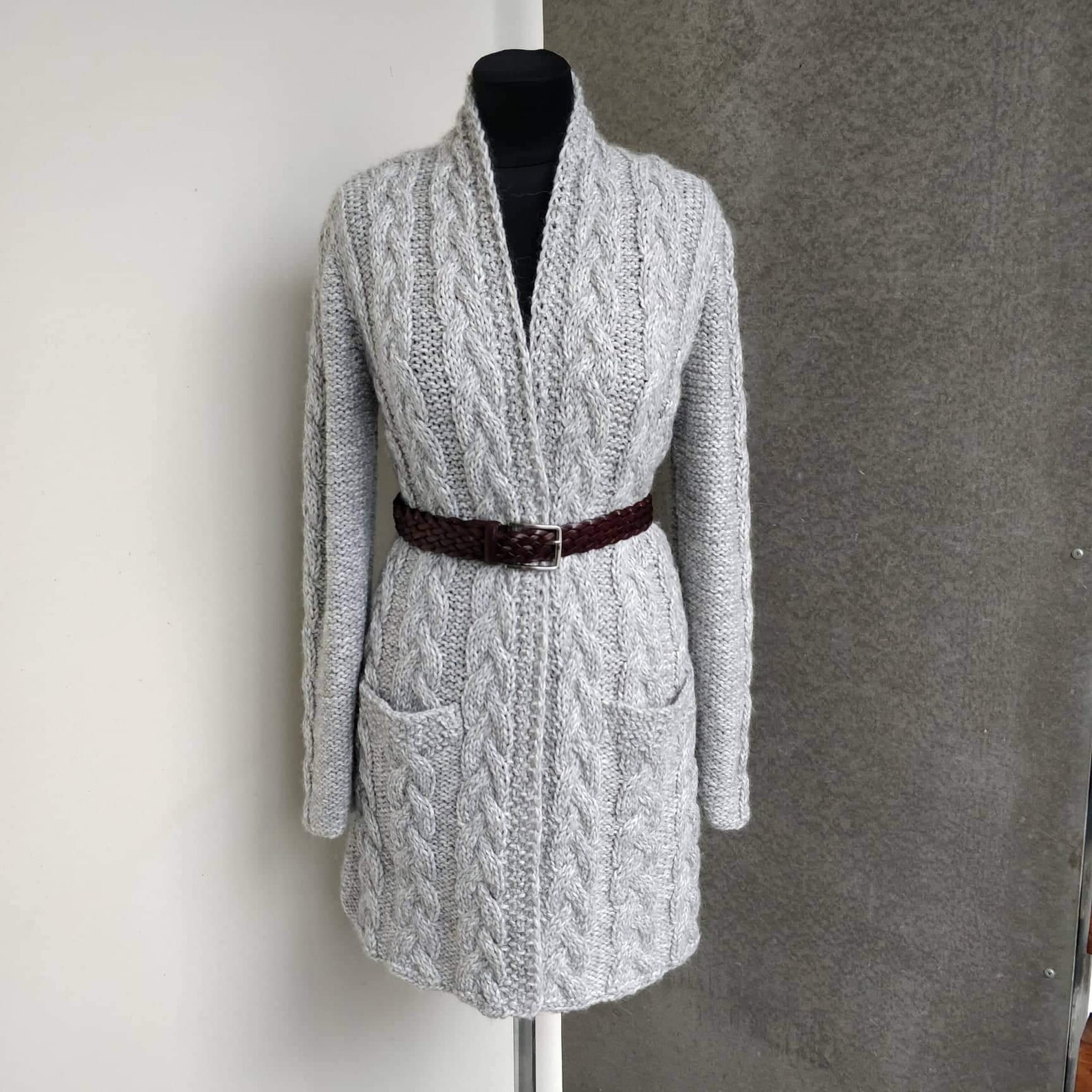 Open Front Cardigan. Gray Cardigan With Pockets. Aran Wrap Cardigan ...