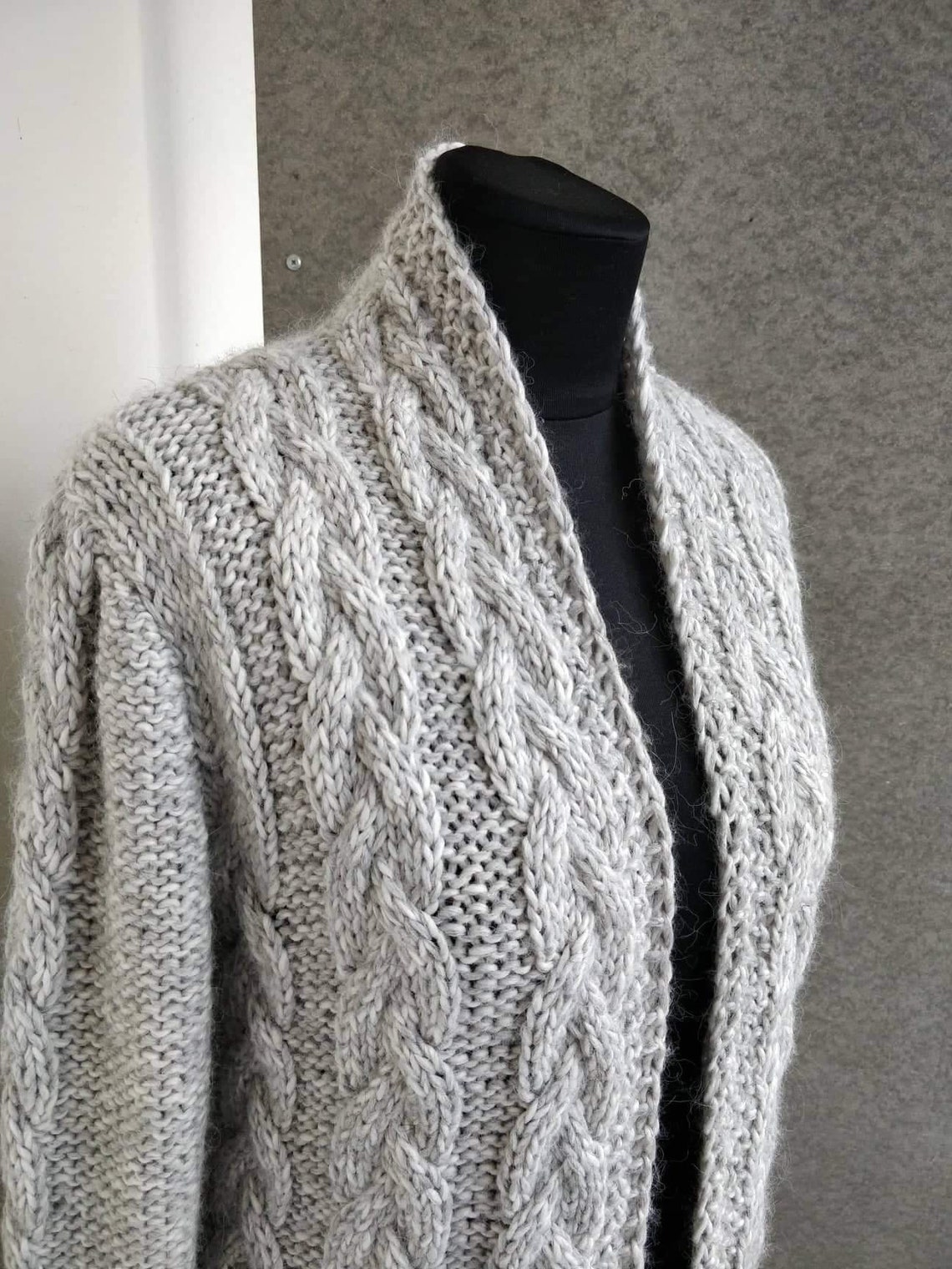 Open Front Cardigan. Gray Cardigan With Pockets. Aran Wrap Cardigan ...