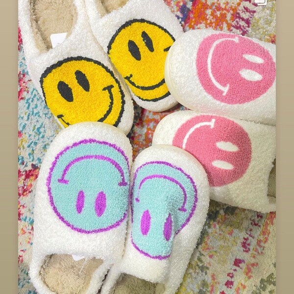 Smiley Face Slippers - Etsy