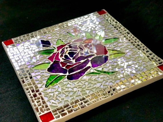 Rose Glass Mosaic Wall Art | Etsy