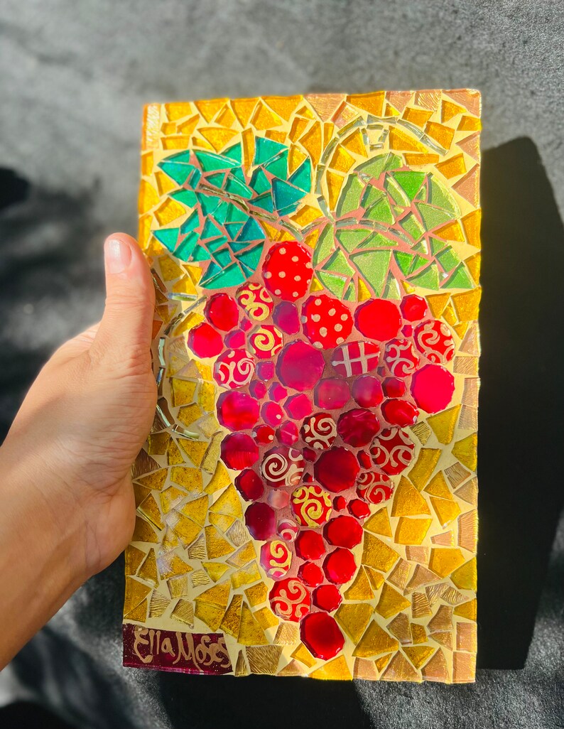 Red Grapes Glass Mosaic, Grapes Mosaic, Kitchen Mosaic, Fruit Garden ...