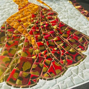 Bellydancer Mosaic, Woman Mosaic, a Red Leopard Dress, Dance Art, Glass ...