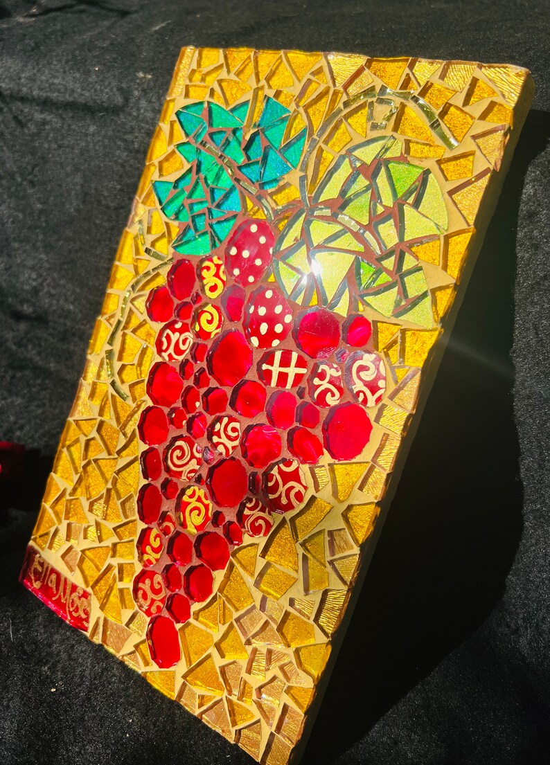 Red Grapes Glass Mosaic, Grapes Mosaic, Kitchen Mosaic, Fruit Garden ...