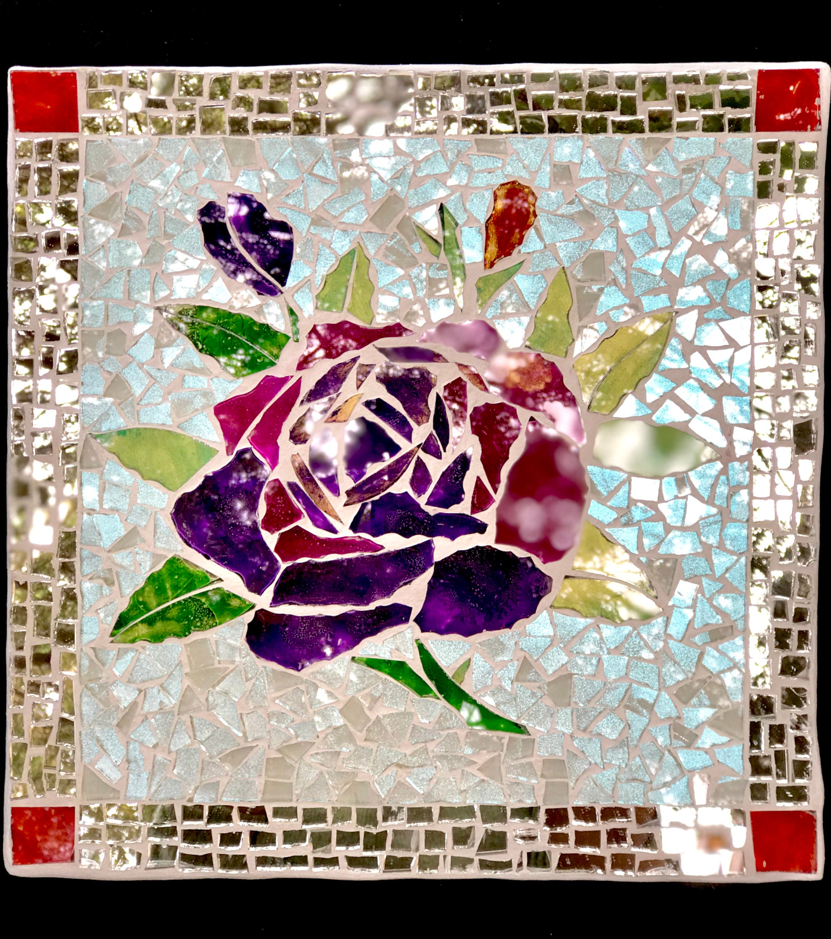 Rose Glass Mosaic Wall Art - Etsy