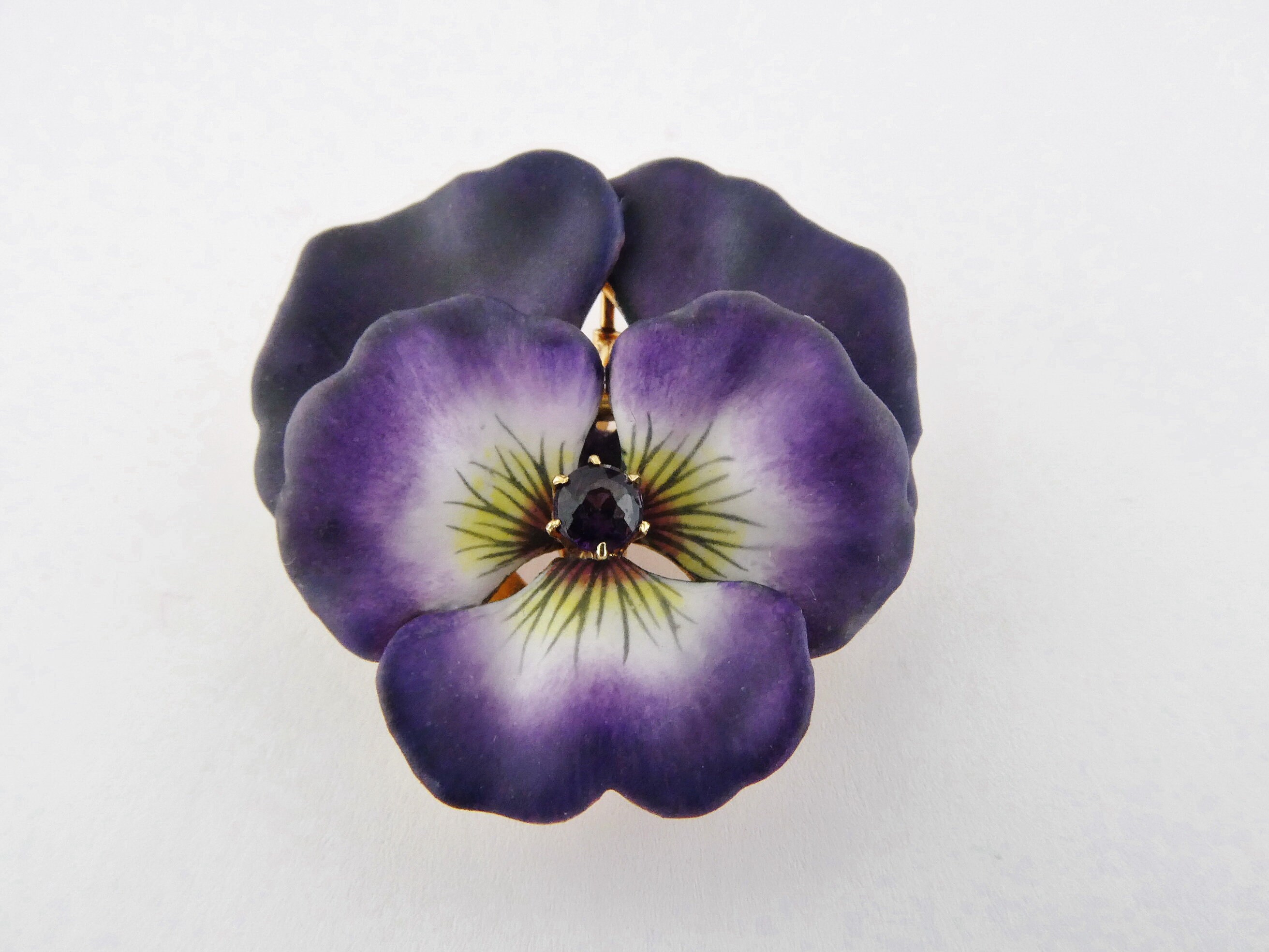 Antique Art Nouveau 14K Gold Enamel Pansy Brooch Pendant - Etsy
