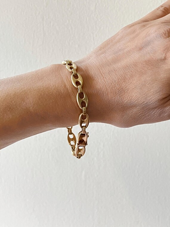 Vintage 14K Yellow Gold Chunky Solid Mariner Link Cha… - Gem