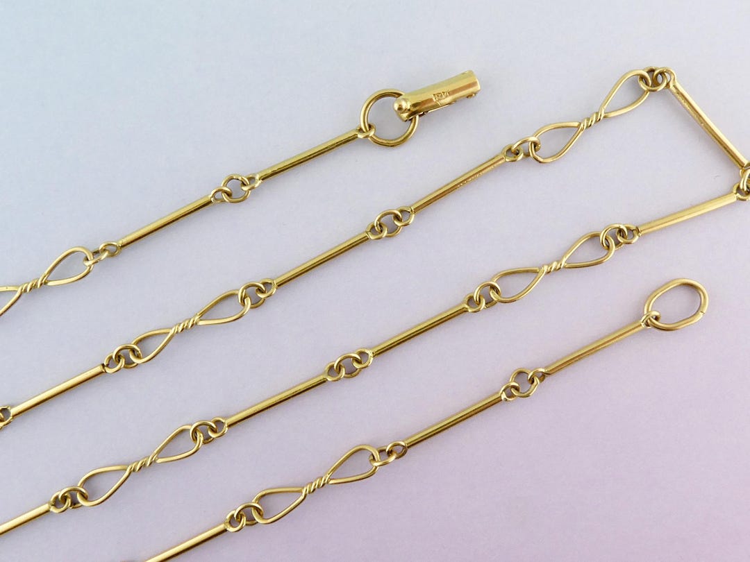 Vintage Estate 18K Yellow Gold Bars & Loops Fancy Link 32.75" Layering ...