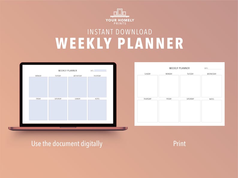 Weekly Planner Printable A4 Download Schedule Minimalist - Etsy