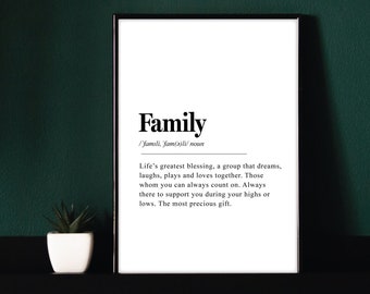 Definition of Family Quote Poster Print Family Print Home - Etsy