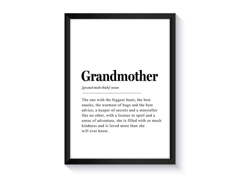 Grandmother Definition Print: Sentimental Home Decor Gift - Etsy