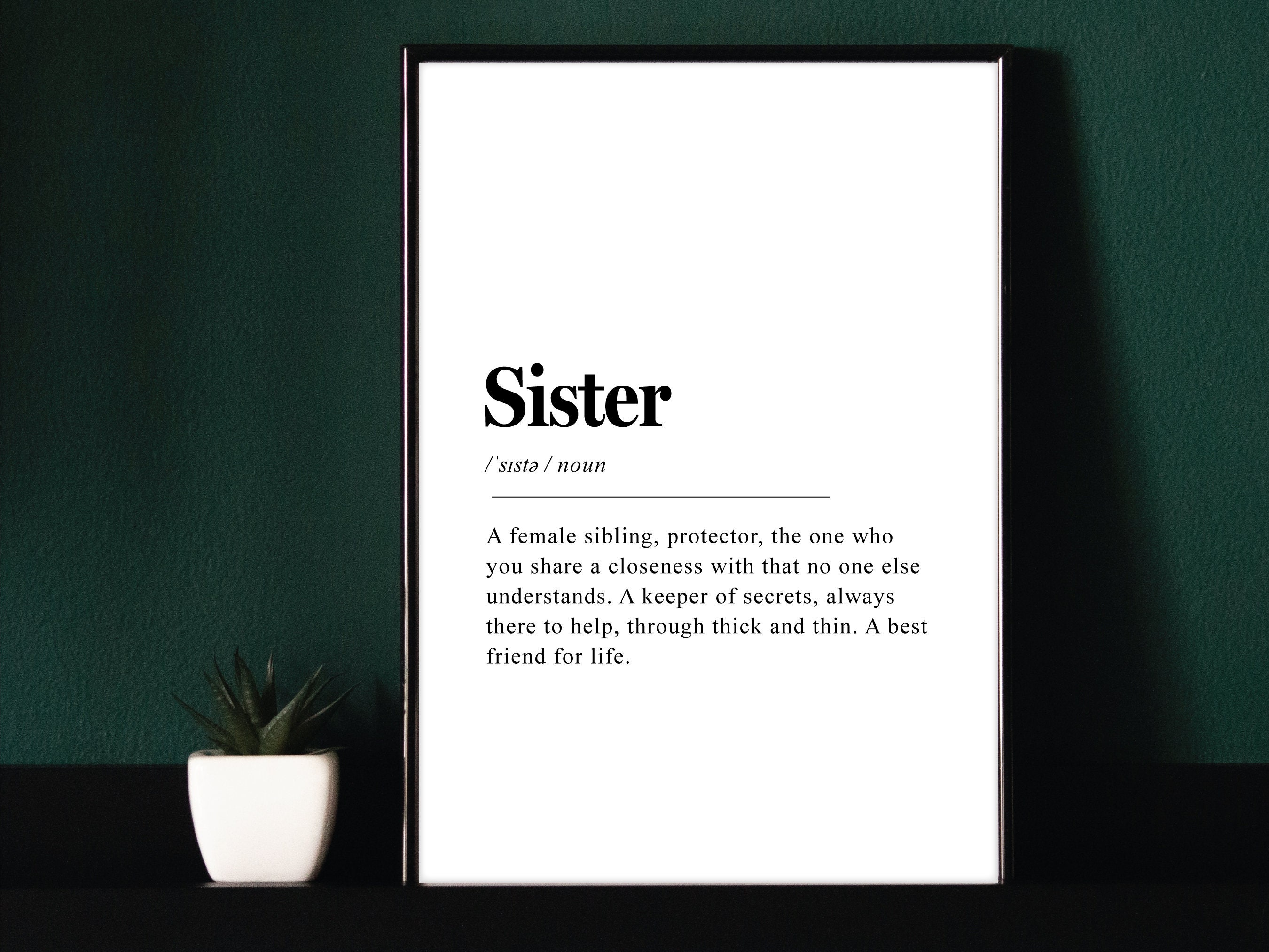 Sister Definition Print Home Decor Gift Sister Gift Wall - Etsy