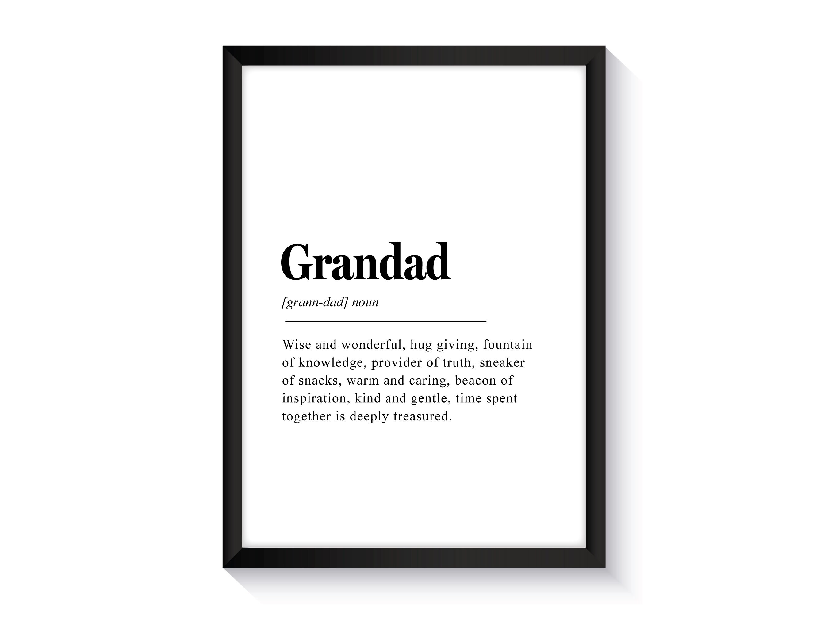 Grandad Definition Print Home Decor Gift Grandad Gift - Etsy UK