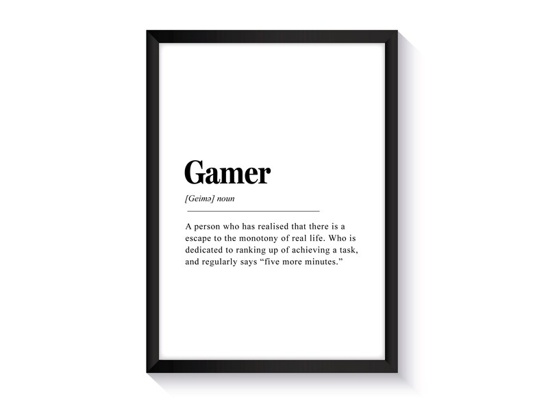 Gamer Definition Print: Gaming Room Wall Art - Etsy