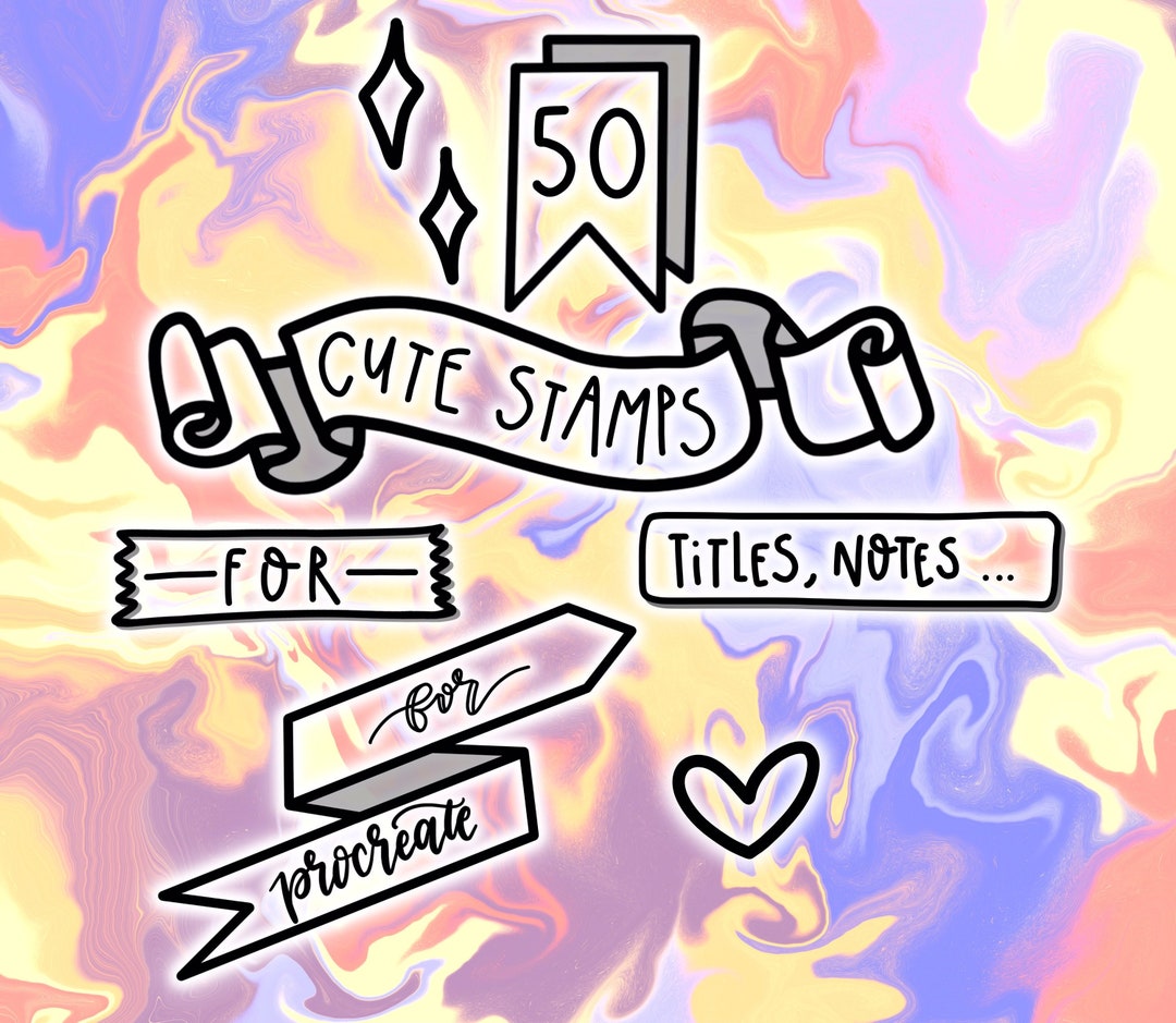 50 Cute Stamps for Titles, Notes ... for Procreate and Procreate Pocket ...