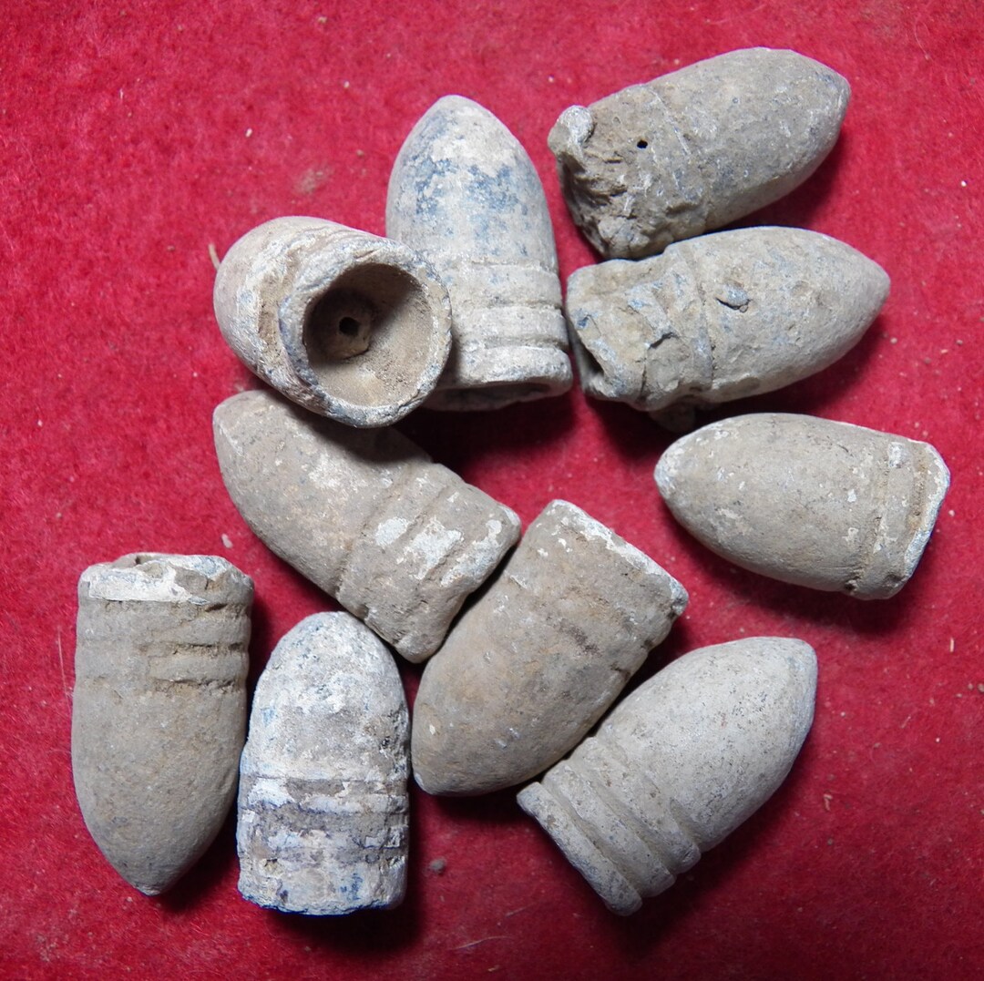 10 Excavated Slightly Damaged Civil War .58 Cal. Confederate Teat Base ...