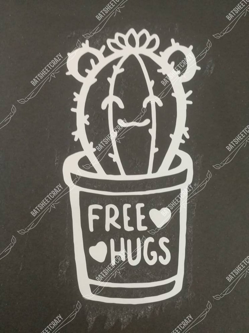 Cute Funny Cactus free Hugs Adhesive Vinyl Decal | Etsy