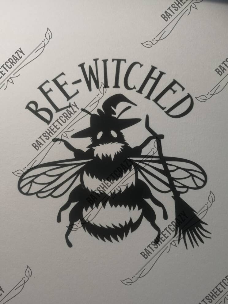 Cute Halloweeny Bee-witched Bee With Witches Hat and Broom Adhesive ...