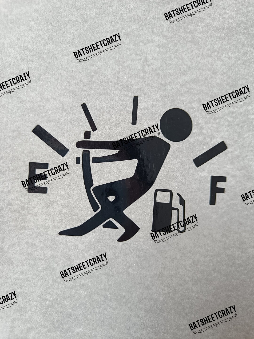 Funny Stickman Pulling Fuel Gauge Away From Empty Adhesive Vinyl Decal ...