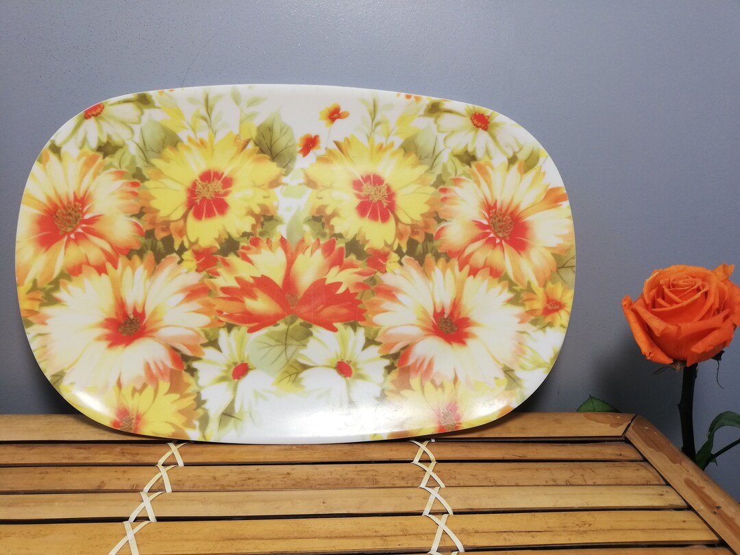 Voluform Tray / Melamine Tray / Flowered Tray / Vintage Tray / Tray ...
