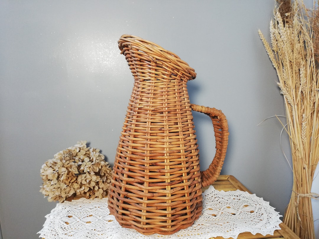 Wicker Pitcher / Rattan Vase / Rattan Jug / Rattan Pitcher - Etsy