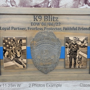 Customizable K9 Police Officer Memorial Plaque With Photo & Blue Line ...