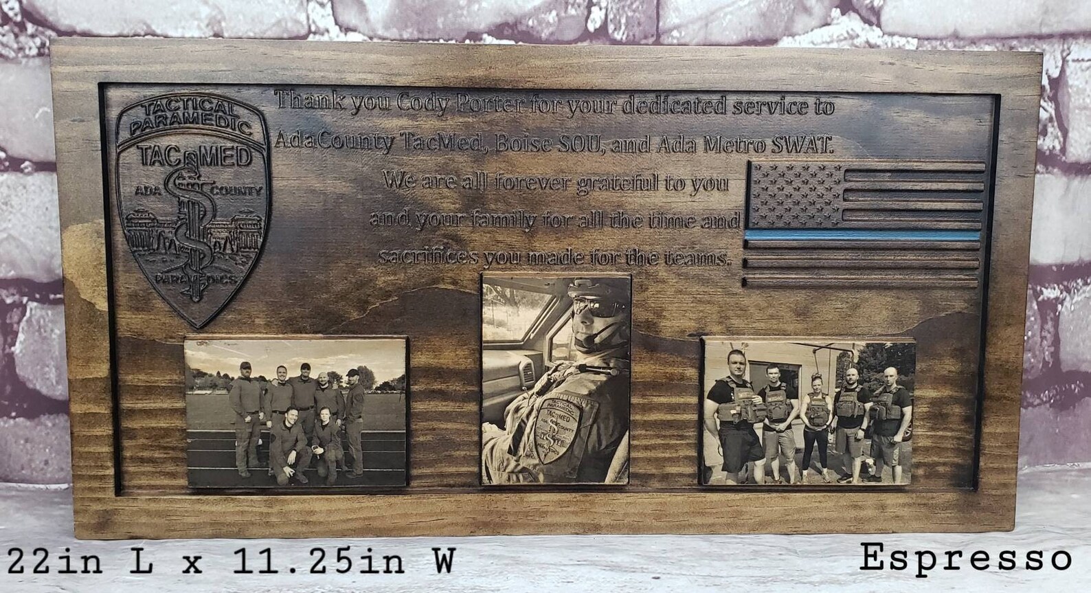 Customizable Law Enforcement Retirement Plaque With Painted Flag or ...