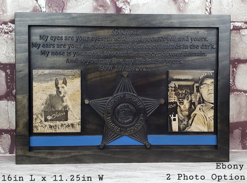 Customizable K9 Police Officer Memorial Plaque With Photo & Blue Line ...