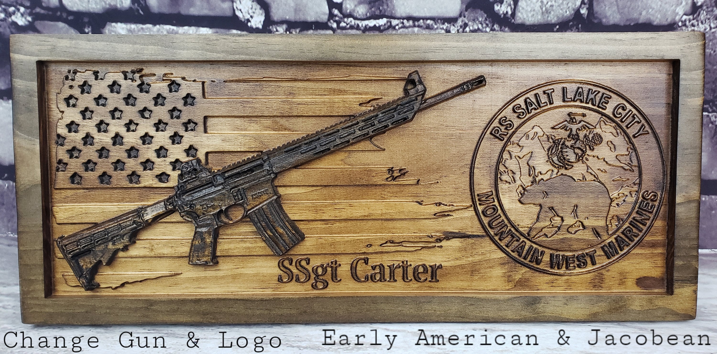 Customizable M16 Rifle With American Flag & Military Logo | Etsy