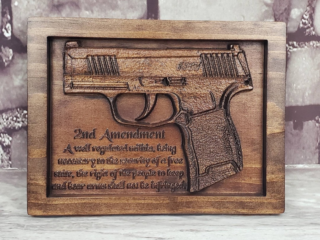 Handgun Sign With Second Amendment Wooden Gun Decor Man Cave Gun Sign ...