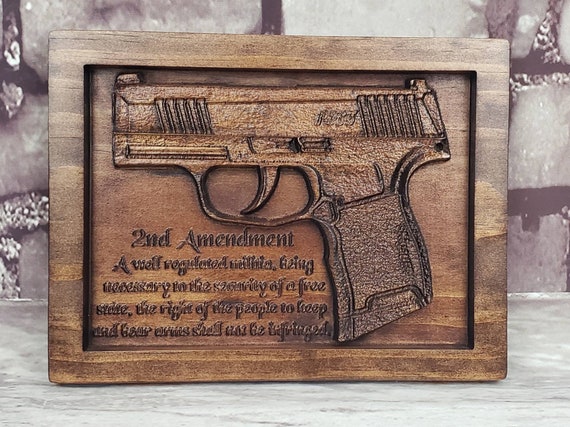 Handgun Sign With Second Amendment Wooden Gun Decor Man Cave | Etsy