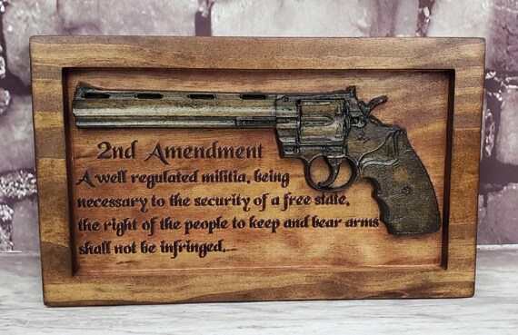 Handgun Sign With Second Amendment Wooden Gun Decor Man Cave | Etsy