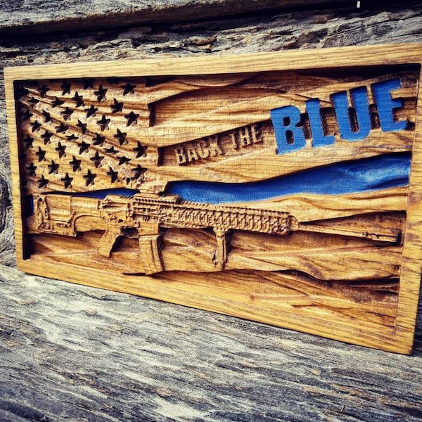 Wooden Thin Blue Line Flag - Etsy