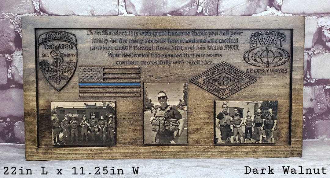 Customizable Law Enforcement Retirement Plaque With Painted Flag or ...