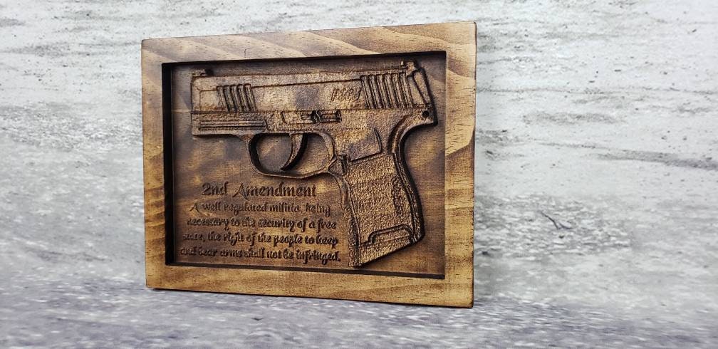 Handgun Sign With Second Amendment Wooden Gun Decor Man Cave | Etsy