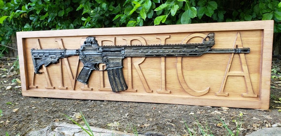 AMERICA AR-15 RIFLE Wooden Sign Patriotic Decor America Decor - Etsy