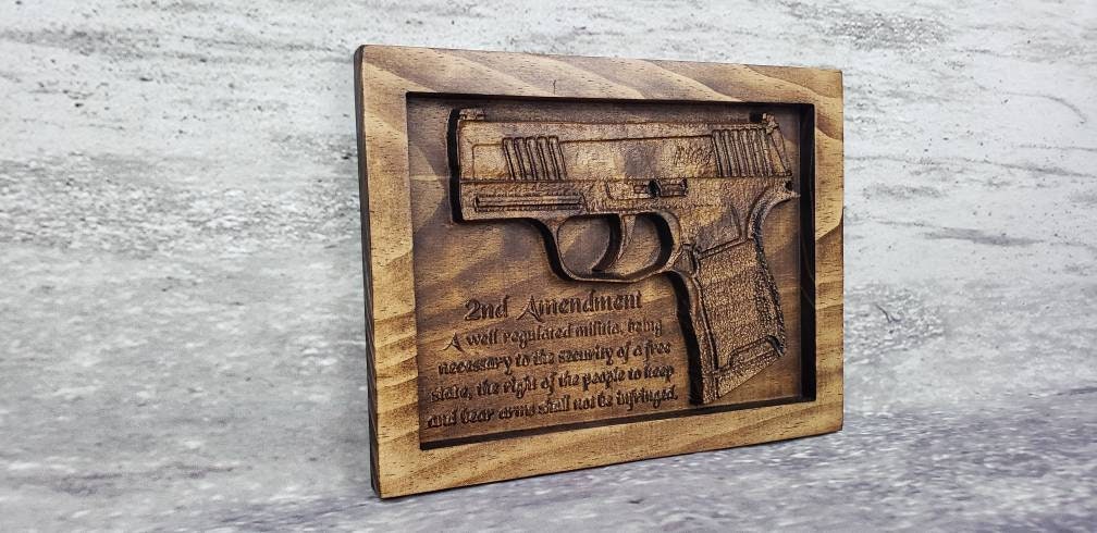2nd Amendment Handgun Sign, Engraved Wooden Gun Decor - Etsy