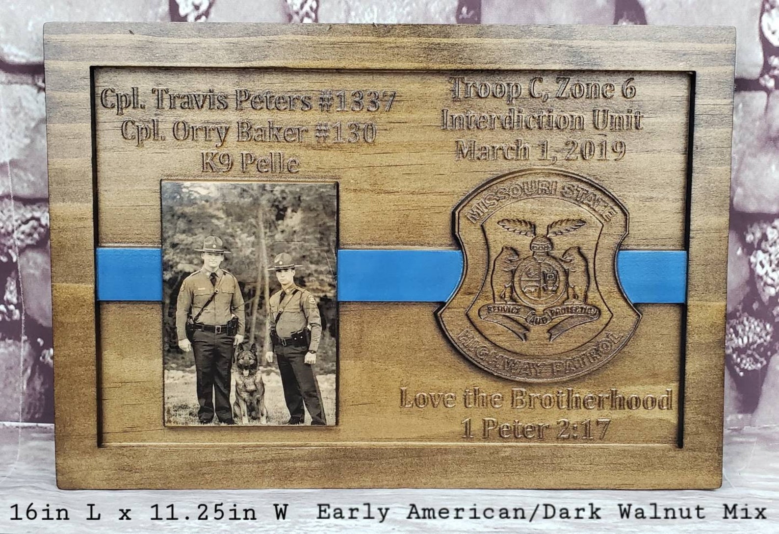 Customizable Law Enforcement Retirement Plaque With Painted Flag or ...