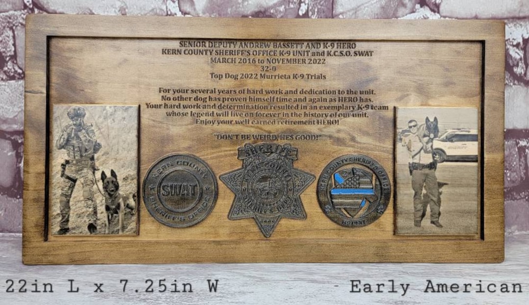 Customizable Law Enforcement Retirement Plaque With Painted Flag or ...