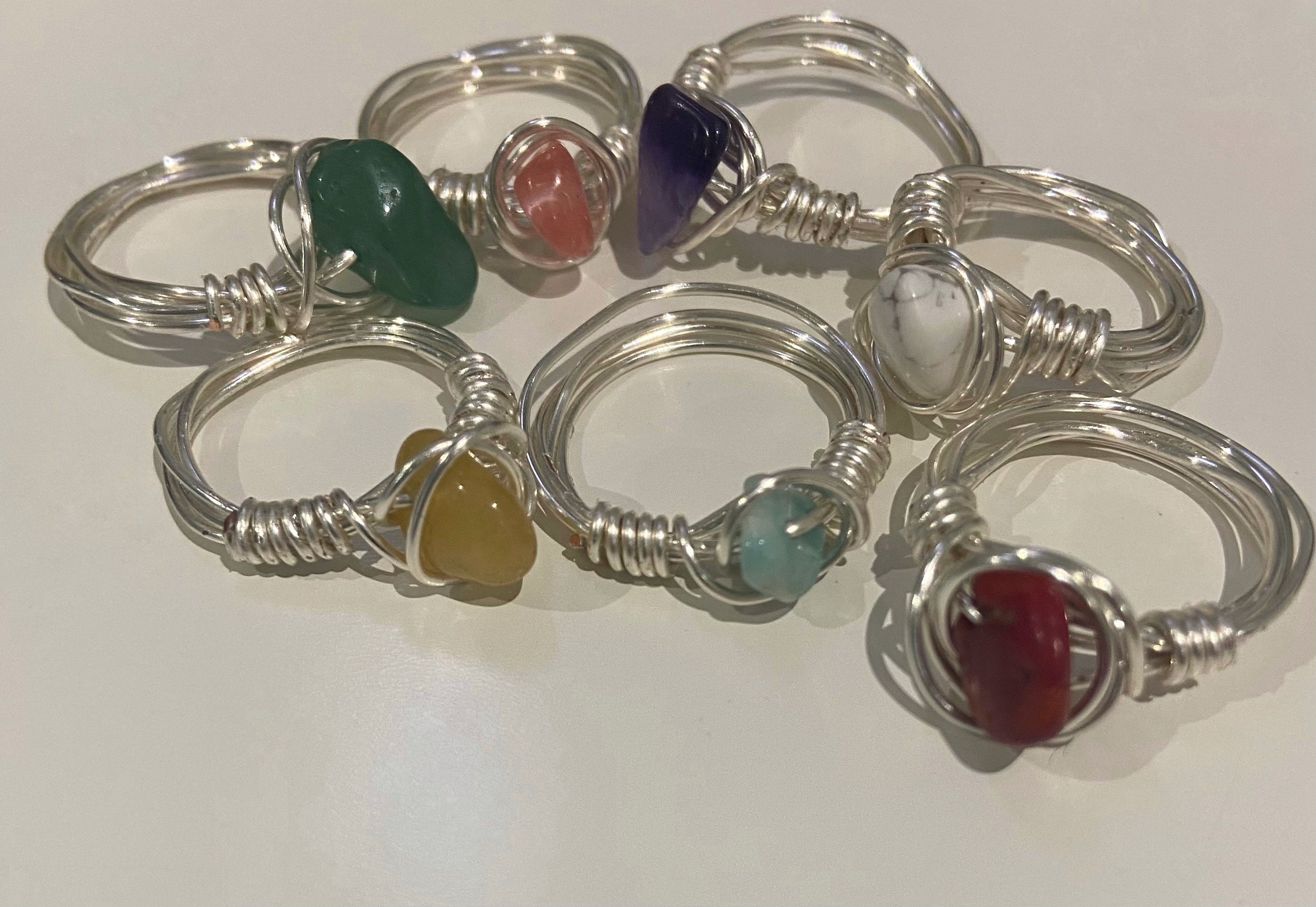 Handmade Wire Healing Crystal Rings | Etsy