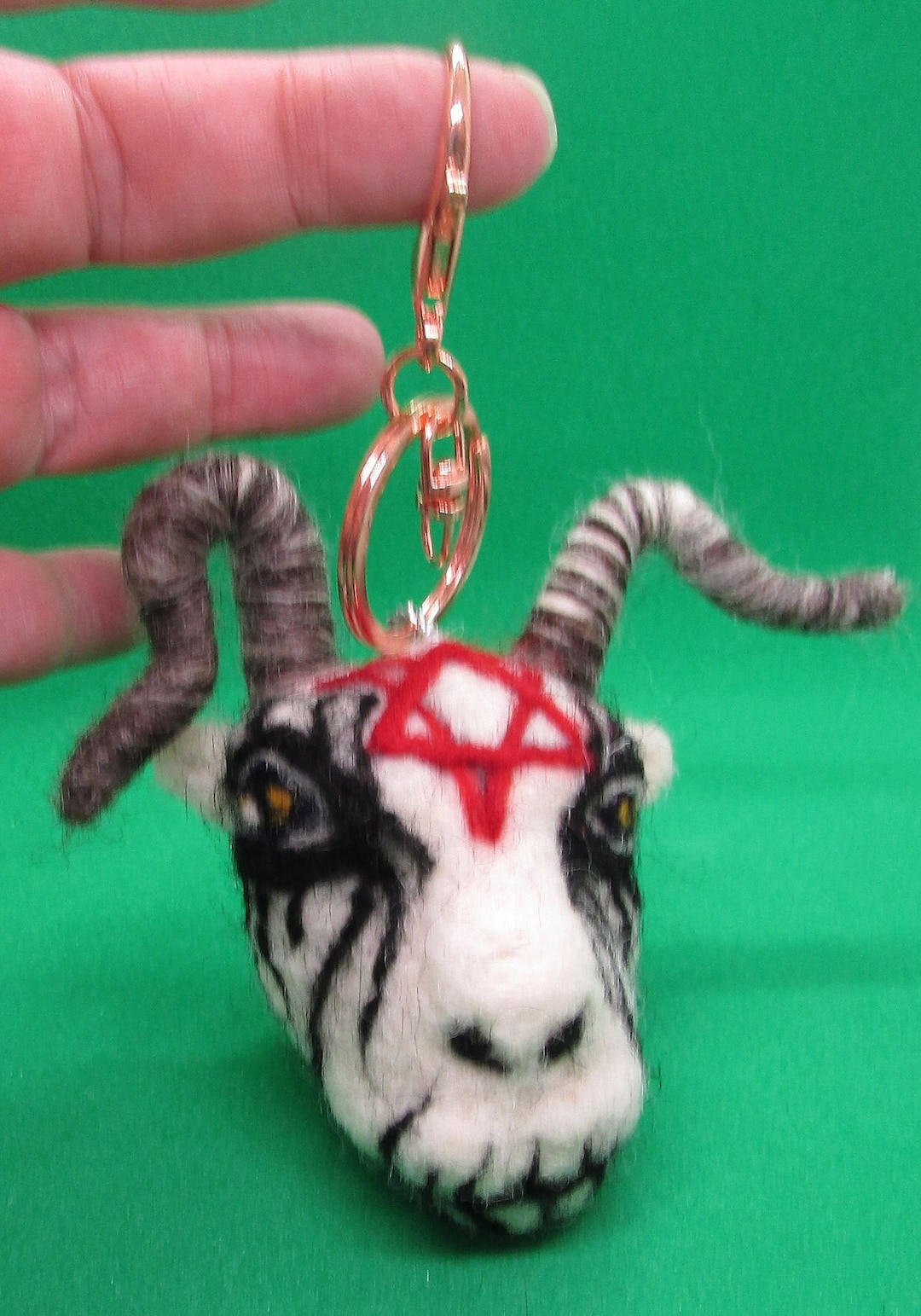 Needle Felt Keychains Gothic Decor Handmade Felted Animals Baphomet ...