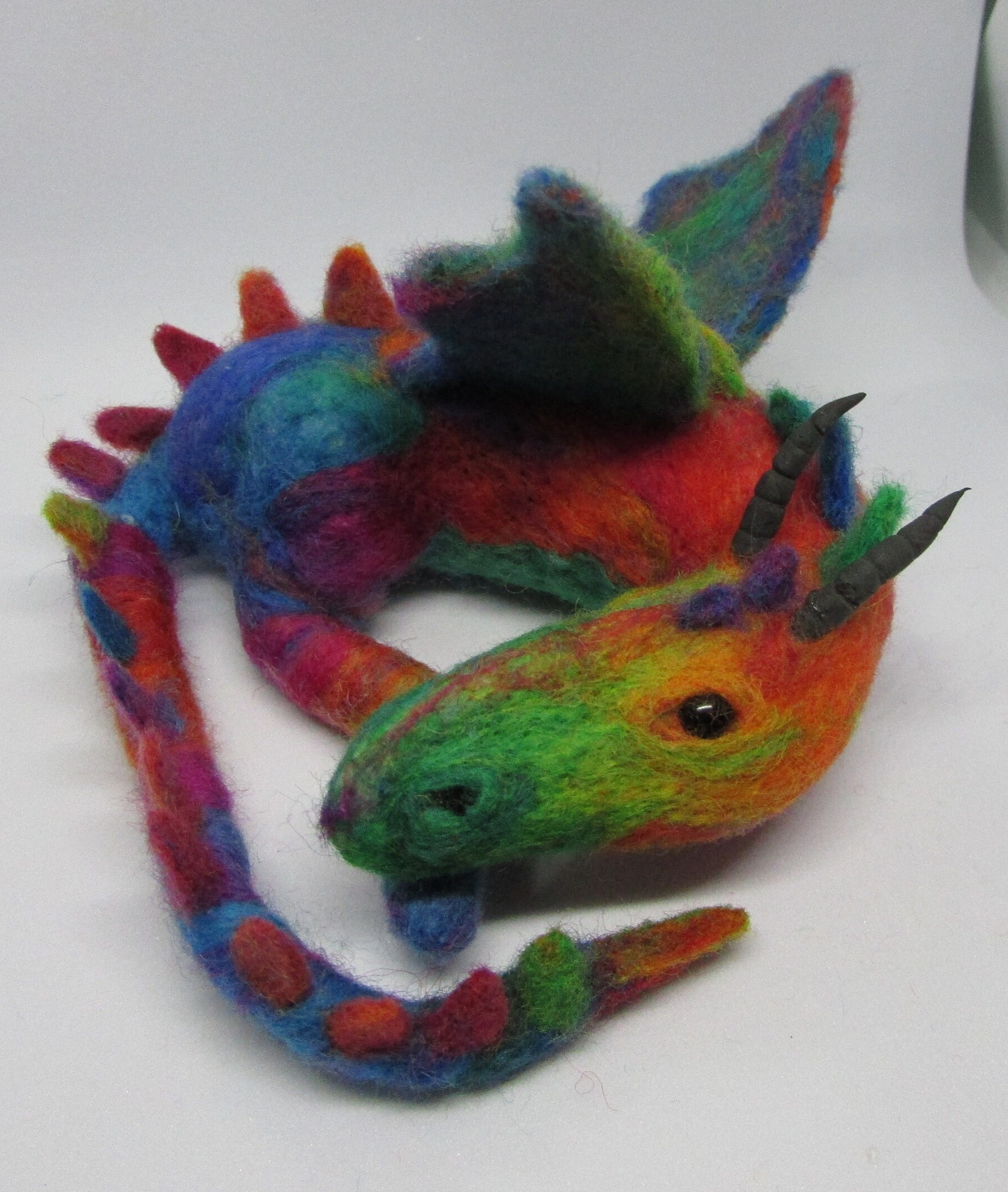 Sleeping Dragon Lucky Rainbow Dragon Needle Felted Baby Dragon - Cute ...