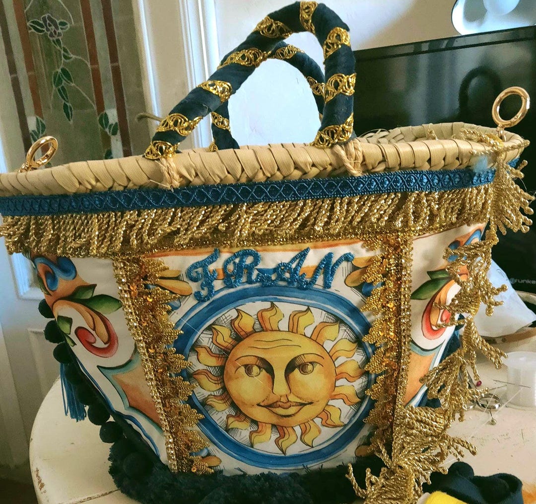 Straw Beach Bag, Decorated Basket Bag, Perfect Personalized Gift for ...