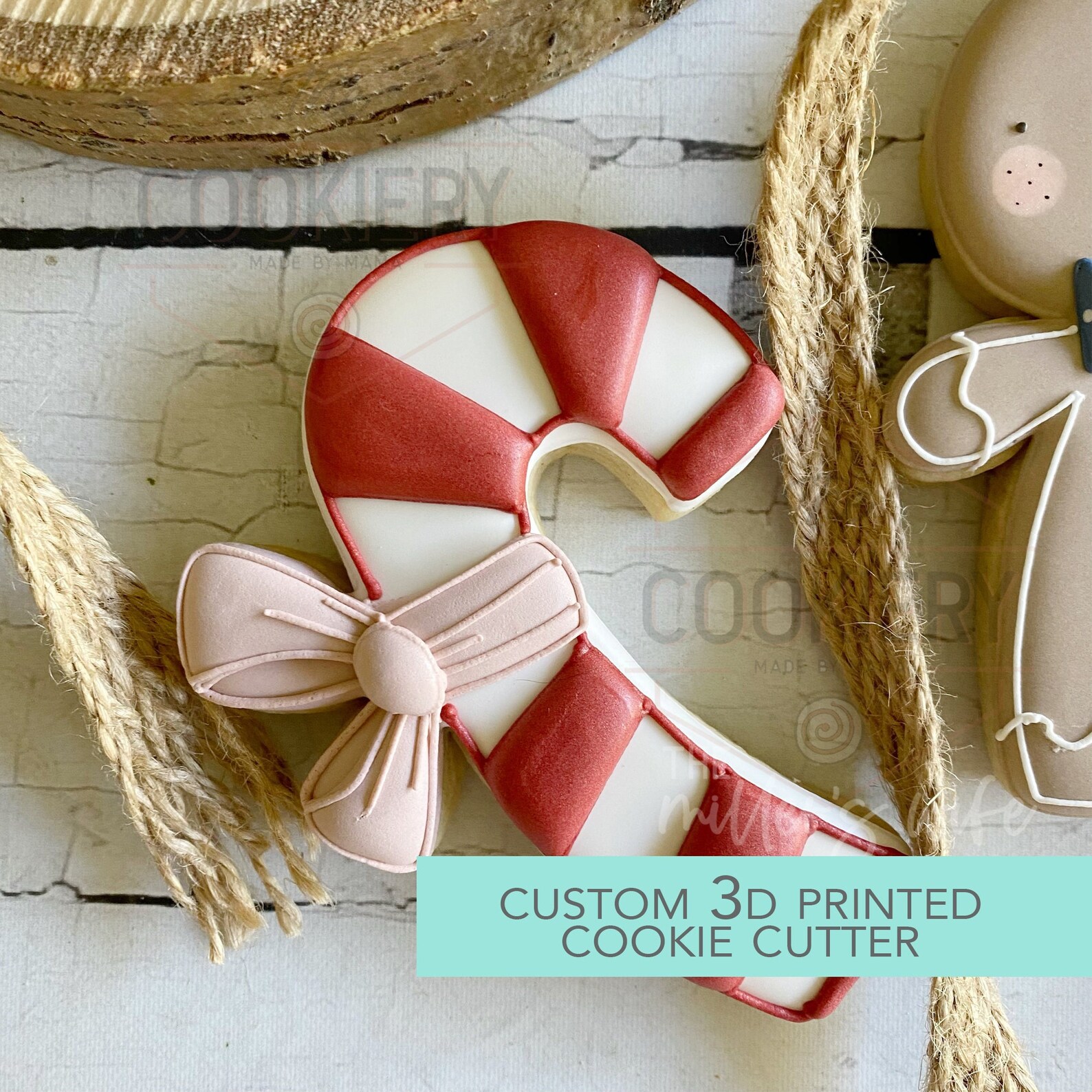 Candy Cane Cutter - Christmas Holiday Cutter - 3D Printed Cookie Cutter ...