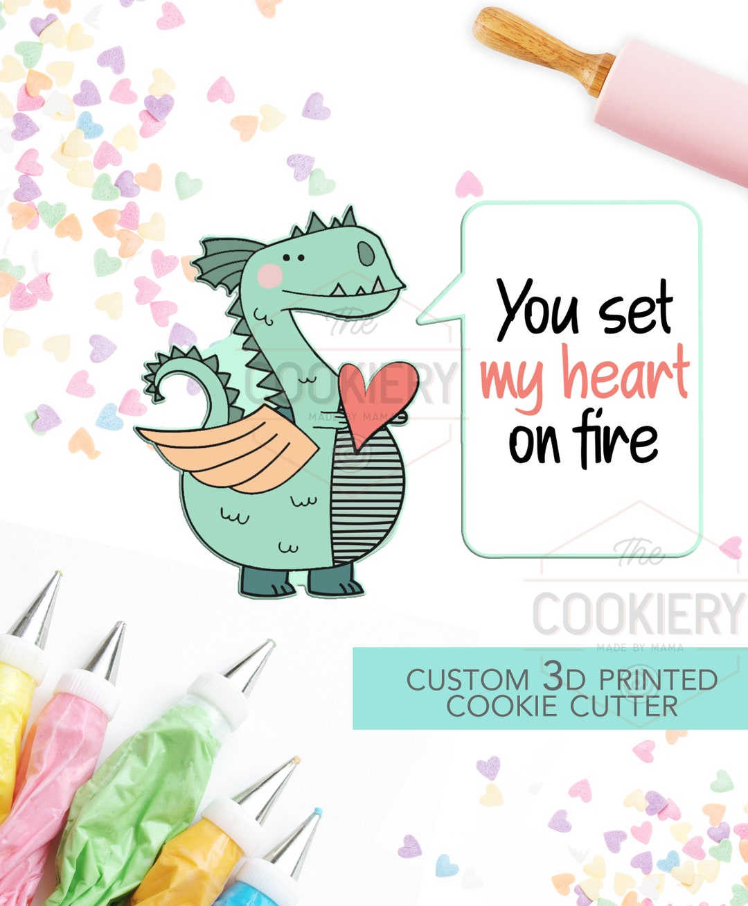 You Set My Heart on Fire Dragon - 2 PC Set - Valentine's Day Puns ...