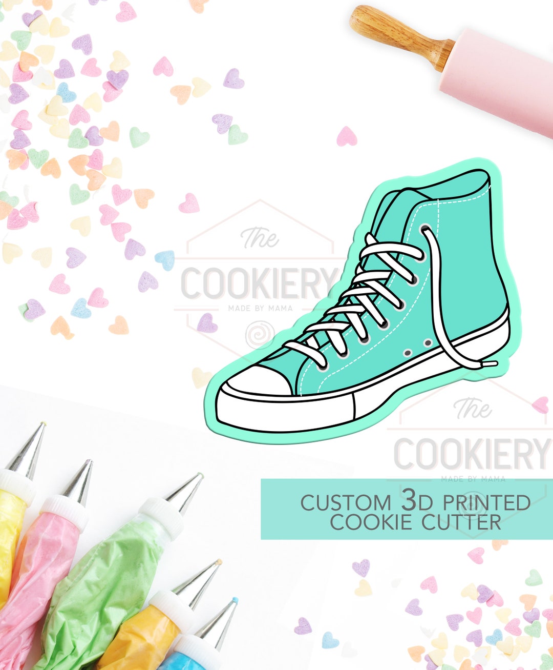 High Top Rubber Shoes Cookie Cutter - Chucks Cookie Cutter - Rubber ...