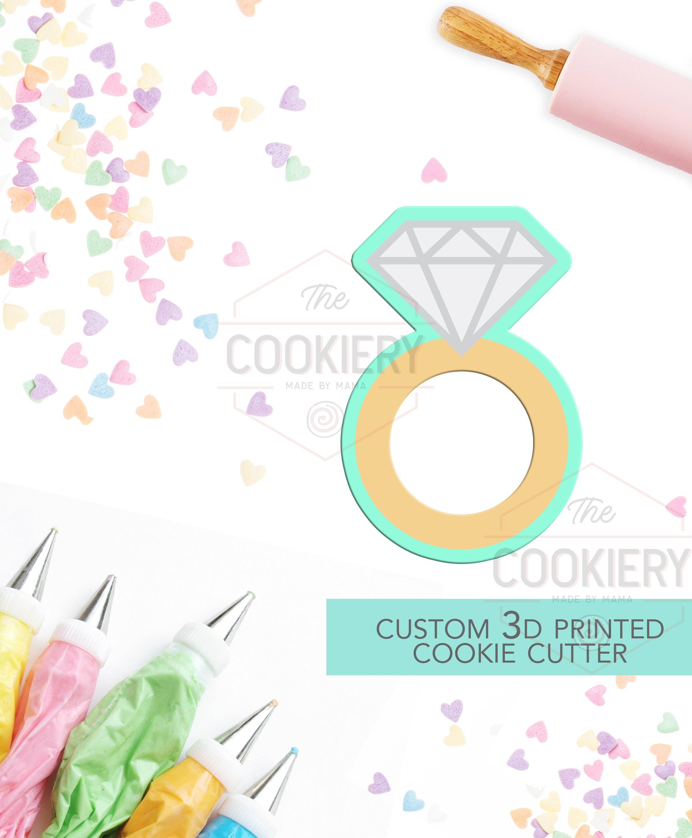 Engagement Ring Cookie Cutter Wedding Ring Bride Cookie | Etsy