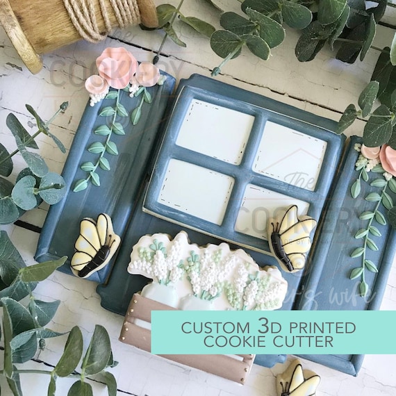 Spring Window Cookie Cutter Platter 6pc Set Platter Cookie - Etsy