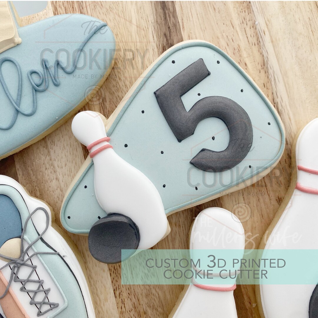 Bowling Ball and Pin Plaque Cookie Cutter - Vintage Bowling Sign Cookie ...